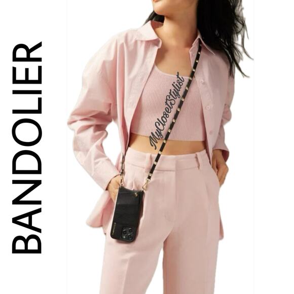 Bandolier | Bags | Bandolier Gold Pyramid Studded Black Leather ...